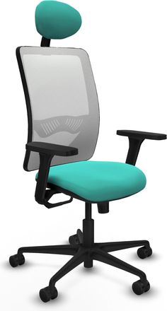 Piqueras y Crespo Gepolsterter Schreibtischstuhl Zulema mit 3D-Armlehnen, h&ouml;henverstellbarer Lendenwirbelst&uuml;tze und festem Kopfteil, ausgestattet mit 3 Positionen und S