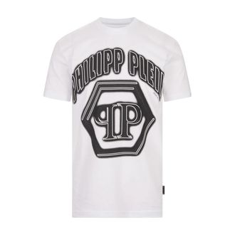 Philipp Plein Wei&szlig;es T-Shirt mit ikonischem Logo - - Tops - Herren - Wei&szlig; - M