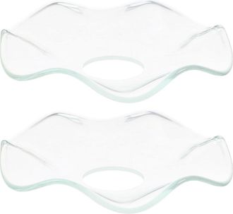 BESPORTBLE Veemoon 2 St&uuml;ck Glas Wachstropfauffangschalen &Oslash; 88mm Durchsichtige Geriffelte Kerzenteller mit Tropfschutzring Wachsauffangschalen f&uuml;r Stabkerzen Deko