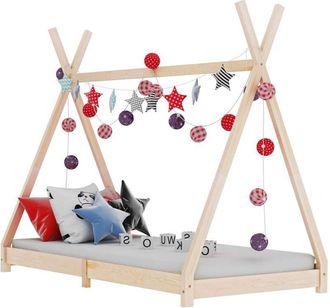 vidaXL Vidaxl - Lit pour les enfants en bois massif de rideau de pino indien diverses dimensions Taille : 80x160 cm