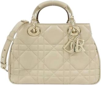 Dior Pre-owned Lady 95.22 Petit Sac &agrave; Main en Cuir - Femme - Pre-owned - Beige - Taille: ONE Size