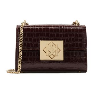 Kazar Bordeauxrote Handtasche mit gepr&auml;gtem Muster und Kette - - Bags - Damen - Braun - ONE SIZE