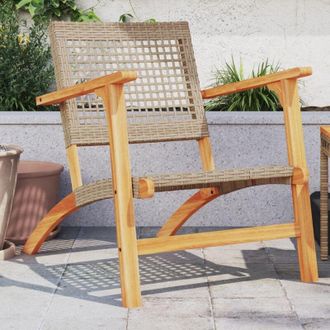 vidaXL Gartenst&uuml;hle 2 Stk. Beige Poly Rattan und Akazienholz - Vidaxl