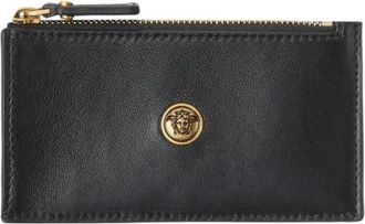 Versace Femme, Accessoires, Noir, Taille: ONE Size Porte-cartes zipp&eacute; en cuir Medusa