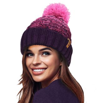 RockJock STORMACTIVE 100% wasserdicht Damen Unisex Chunky Ombre Warm Winter Teddy Fleece Gef&uuml;ttert Gestrickte Pompom Beanie M&uuml;tze