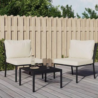 vidaXL Chaises de jardin et coussins sable lot de 2 60x74x79 cm acier Vidaxl