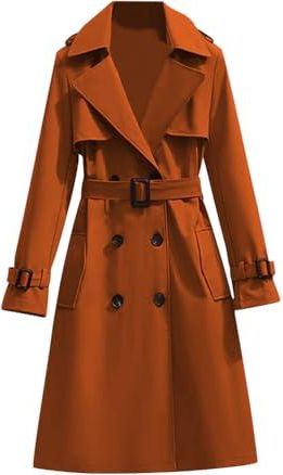 Onsoyours Manteau Long pour Femme Trench-coat Chaud Hiver Veste Coat Manches Longues A Mandarine XXL