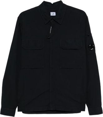 C.P. Company C.p. Company, Homme, Vestes, Noir, Taille: S Flatt Nylon Lens Zipped Overshirt