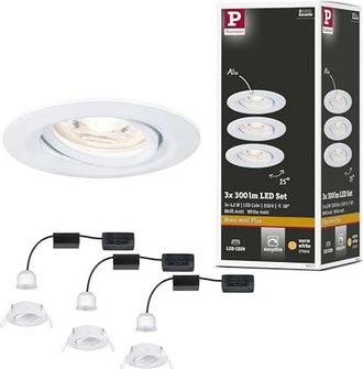 Paulmann 92971 Nova Mini Plus LED Einbauleuchte Coin Set rund schwenkbar, EasyDim dimmbar Wei&szlig; matt Aluminium Warmwei&szlig; 2700 K, Wei&szlig; Matt, 126 W, Schwenkbar (Ip