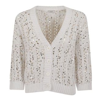 PESERICO Femme, Pulls, Beige, Taille: 36 FR Tricot Fettuccia di Cotone