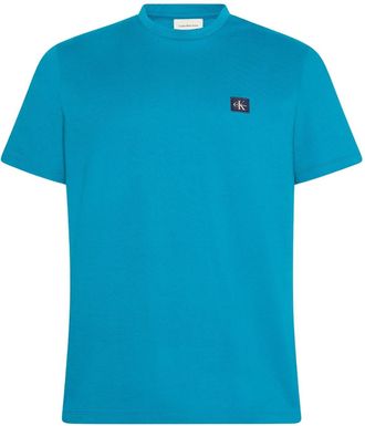 Calvin Klein Herren T-Shirt Kurzarm Badge Jersey Classic Tee aus Baumwolle, Blau (Deep Tropical Teal), XL