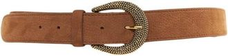 Orciani Gürtel - Buckle Nubuck And Textured Leather Belt - Gr. 85 - in Braun - für Damen