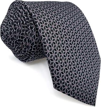 Shlax & Wing Cravatte homme noir motif cubes blancs élégant cadeau XL 160cm