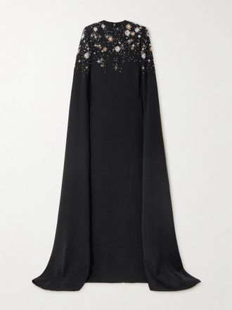 Zuhair Murad Robe Aus Cady Mit Verzierungen Und Cape-effekt - Schwarz