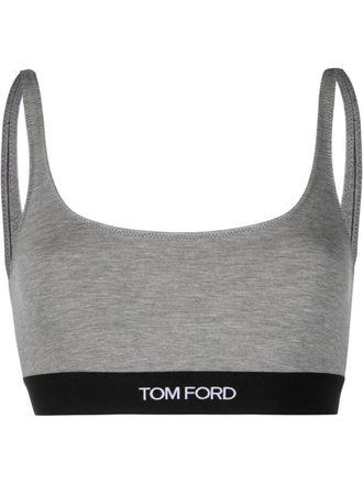 Tom Ford soutien-gorge à bande logo - Gris