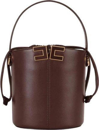 Elisabetta Franchi Femme, Sacs, Brun, Taille: ONE Size Sac Seau Avec D&eacute;tail Logo