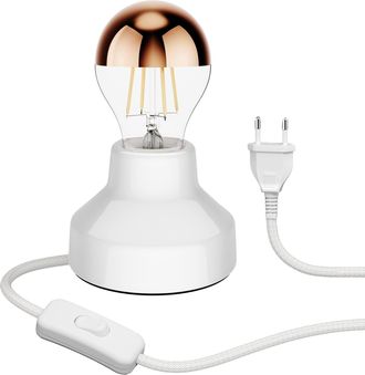 LEDs Com Porzellan Tischlampe TIX, rund, Stecker, Schalter, weiß + LED Lampe, 839lm, warmweiß