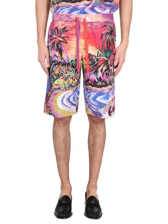 Dolce & Gabbana Hawaii Print Cotton Bermuda Shorts - Multicolor