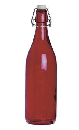 Excelsa Happy Color Glatte Flasche 1 Liter, Glas, Rot, 8 x 8 x 30 cm