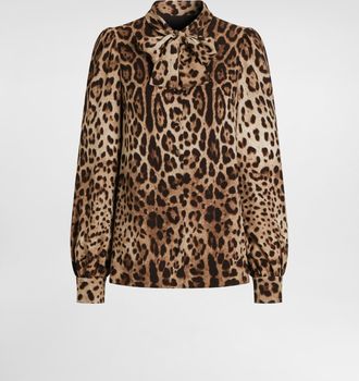 Dolce & Gabbana Hemd Aus Seiden-charmeuse Mit Leo-print - Frau Blusen Und Tops Animalprint Seide 40
