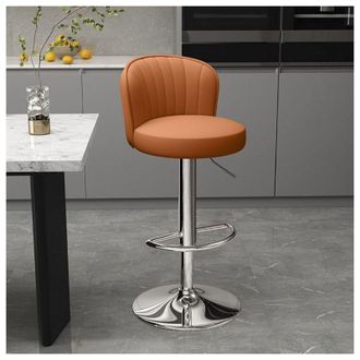 Generic Verstellbare Drehhocker, 2Er-Set, Moderne Barhocker mit Hoher R&uuml;ckenlehne Aus Leder, 60-80 cm Hoch, Ideal f&uuml;r K&uuml;cheninsel, Bar Oder Esszimmer