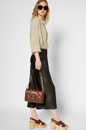 Gerard Darel Jupe midi en satin -CLEMENCE - Kaki