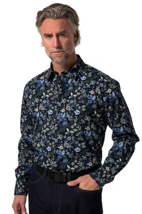 Boston Park Herren große Größen L-8XL Hemd, Langarm, Kentkragen, Comfort Fit, floraler Alloverprint, bis 8 XL Navy blau 4XL 834502130-4XL