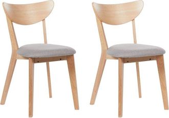 Beliani Lot de 2 Chaises de Salle à Manger en Bois dHévéa Clair et Polyester Gris Erie