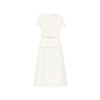 Self Portrait Boucl&eacute;-knit Belted Midi Dress