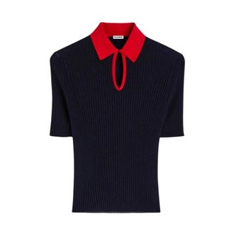 Jil Sander Leichtes Woll-Polohemd - - Tops - Damen - Blau - XS