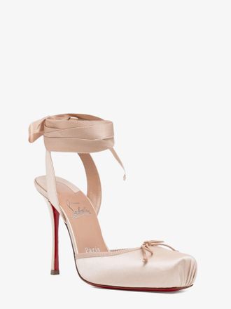 Christian Louboutin Womens Satin Pumps Cassia Lace Up 100 Pink Cr&ecirc;pe High Heel Shoes