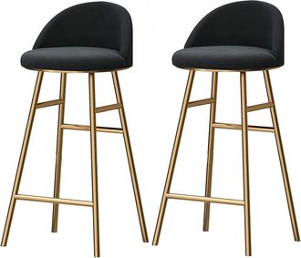 Generic Barhocker in Tresenh&ouml;he (66/76 cm) mit R&uuml;cken- und Fu&szlig;st&uuml;tze, samtbezogen, geeignet f&uuml;r K&uuml;cheninseln, Tragkraft: 150 kg