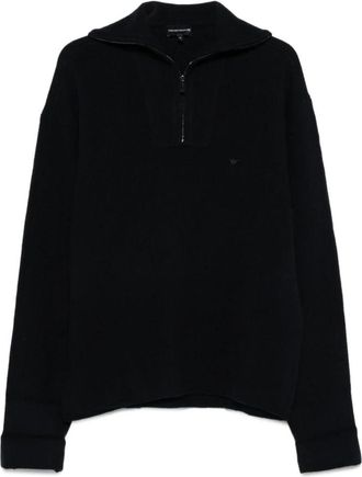 Emporio Armani Homme, Pulls, Bleu, Taille: S Pull en maille &agrave; demi-fermeture &eacute;clair