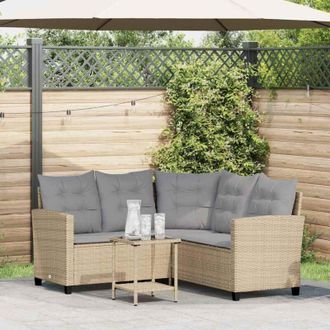 vidaXL Vidaxl - Canap&eacute; de jardin avec table et coussins en forme de l beige