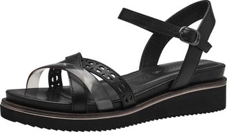 Tamaris Damen Plateau Sandalen Leder Sommer; BLACK/schwarz; 37 EU