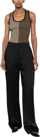Stella McCartney Femme, Pantalons, Noir, Taille: 38 FR Pantalon Large Pliss&eacute;
