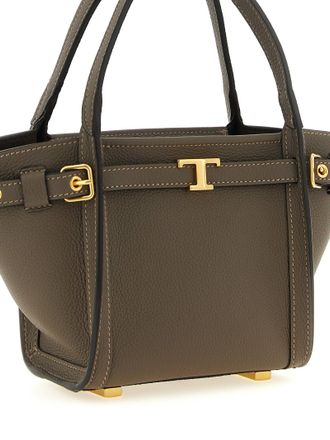 Tod's Tim Mini Calfskin Leather Top Handle Bag - Mud
