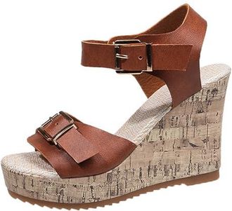 Generic Sandales à plateforme avec bout ouvert et talons hauts - Sandales de plage bohème légères et confortables - Chaussures dété à plateforme - Sandales à 