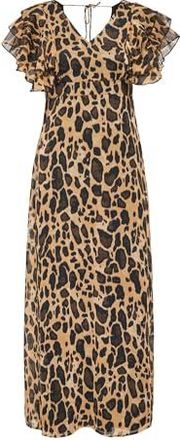 Only Onlasta Life S/S Frill Ankel Dress WVN Robe pliss&eacute;e, Noir, L Femmes