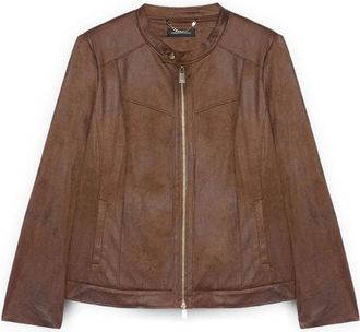 Fiorella Rubino Femme, Vestes, Brun, Taille: 48 FR Soft Touch Biker Jacket