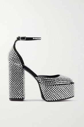 PARIS TEXAS Dalilah Pumps Aus Veloursleder Mit Plateau Und Kristallen - Silber