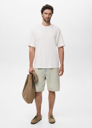Mango T-shirt 100 % coton relaxed-fit blanc cass&eacute; - Homme - XS - MANGO MAN