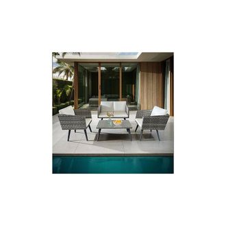M&S Collection M&s - Salon de jardin en rotin et alu 4 places + table basse