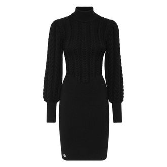 Philipp Plein Femme, Robes, Noir, Taille: 40 FR Wool Turtleneck Dress LS