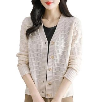 Generic Cardigan tricot&eacute; pour femme - Printemps - Tendance - Style d&eacute;contract&eacute; et &eacute;l&eacute;gant, blanc, XX-Large