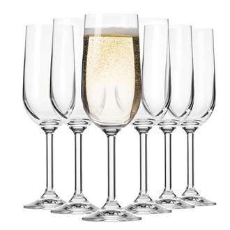 Krosno Verres à champagne & vin mousseux GEMA | Design classique | Lot de 6 | 210 ml | Calice large | Pour maison, les restaurants et les fêtes | Compatible 