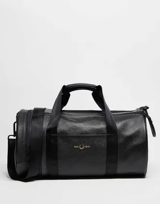 Fred Perry Sac de sport classique en cuir grain&eacute; - Noir