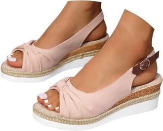 Generic Sandales d&eacute;t&eacute; pour femme avec bretelles larges et talon compens&eacute; pour les f&ecirc;tes de plage, tenues d&eacute;contract&eacute;es, soutien de la vo&ucirc;te plantaire, l&eacute;g&egrave;res