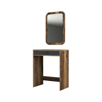 Dmora Konsolentisch Ursa, Tisch, Eingangskonsole, Regal, 70x85 h40 cm, Walnuss und Anthrazit