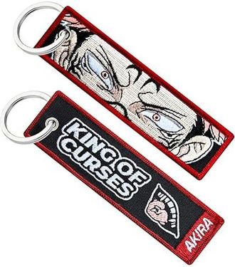 Generico Porte-clés Anime Sorcier Ryomen Sukuna, porte-clés moto, voiture, sac à dos, clés, porte-clés pour motards, porte-clés original en tissu Manga, orange